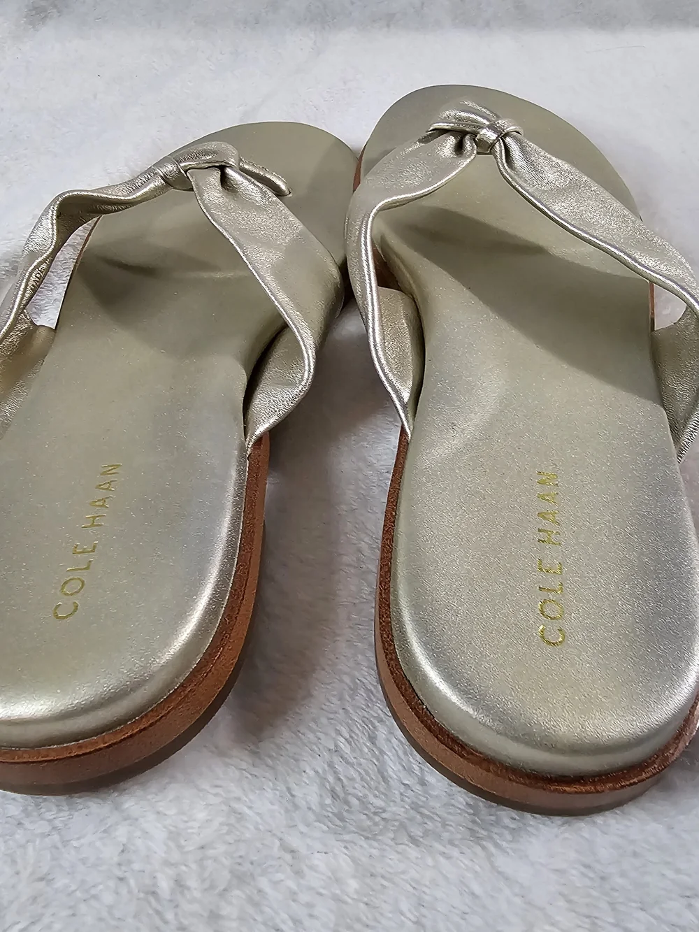 Cole Haan | Shoes | Cole Haan Silver Knotdetail Thong Slippers For ...